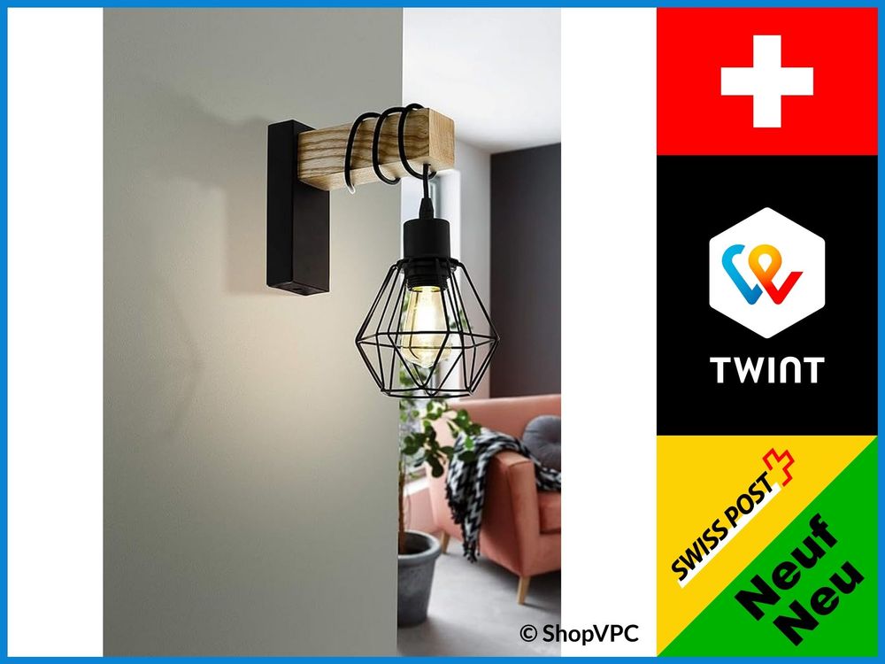 Wandlampe Holz Retro-Design - Wandleuchte im Industrial-Look | Kaufen ...