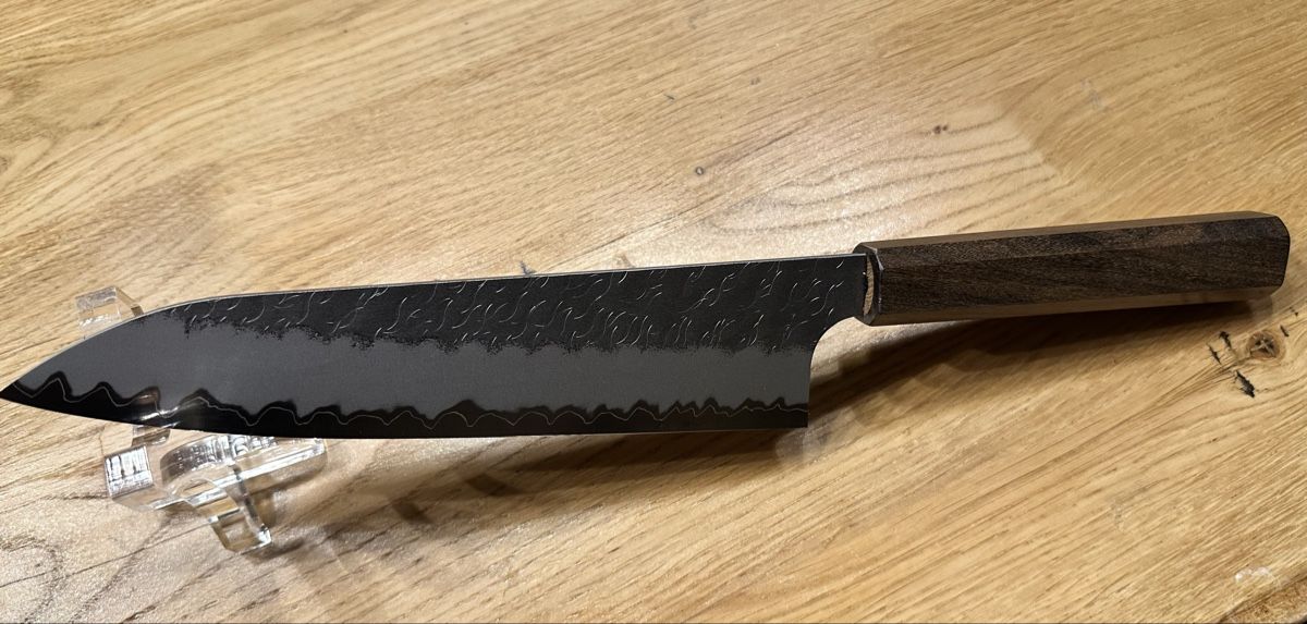 Nigara Gyuto 210 mm Aogami Super – Tsuchime Black, Wa-Griff (Neu und ...