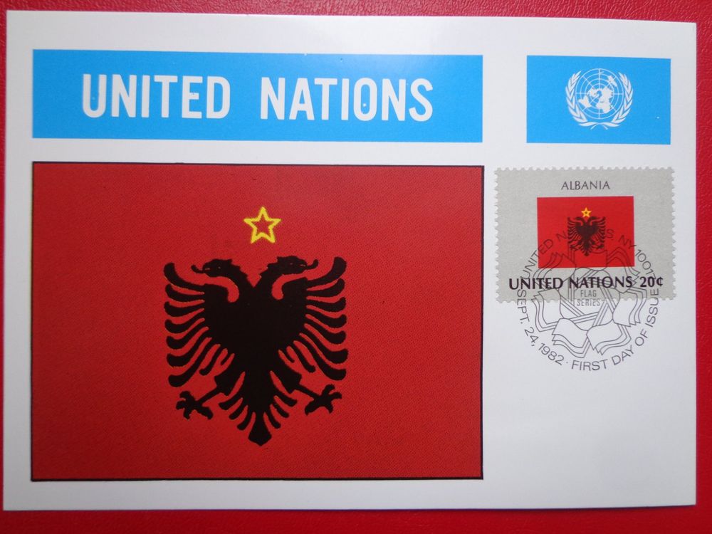 Maximumkarte MK 24.9.1982 United Nations Albanie UNO (Neu (gemäss Beschreibung)) in Le Locle für ...
