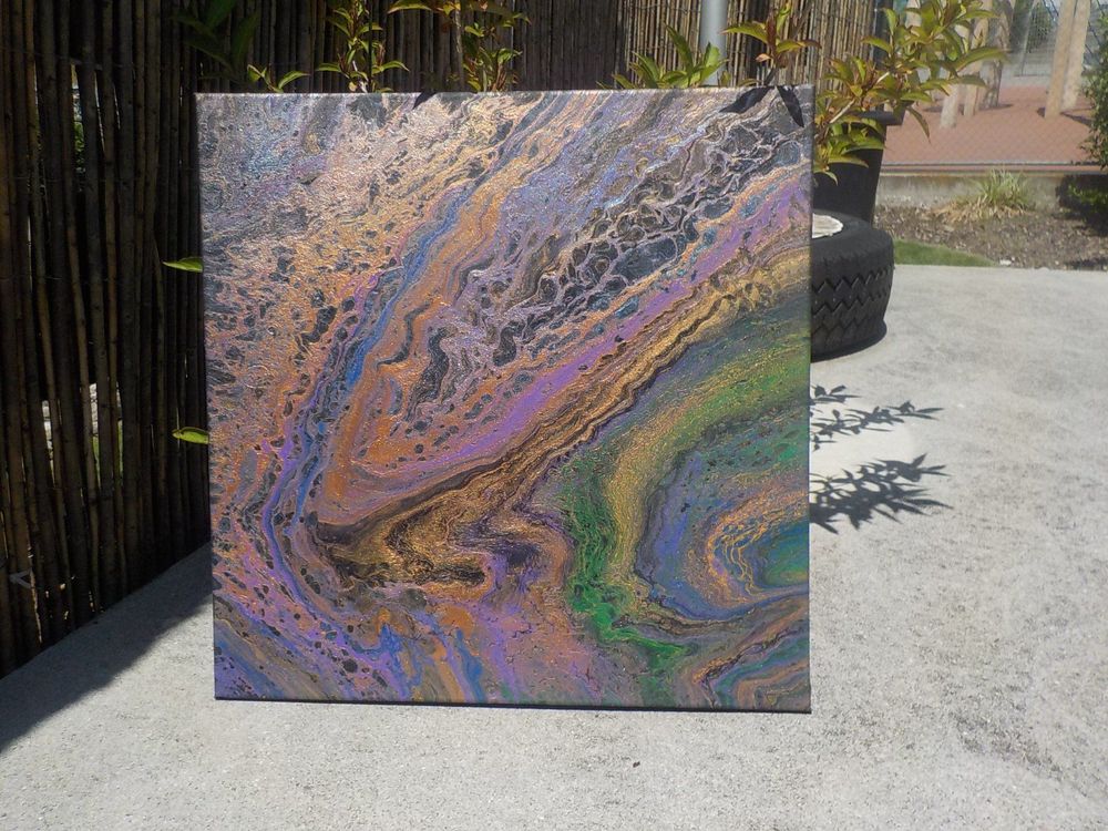 Acryl Pouring Lila Gold | Kaufen auf Ricardo