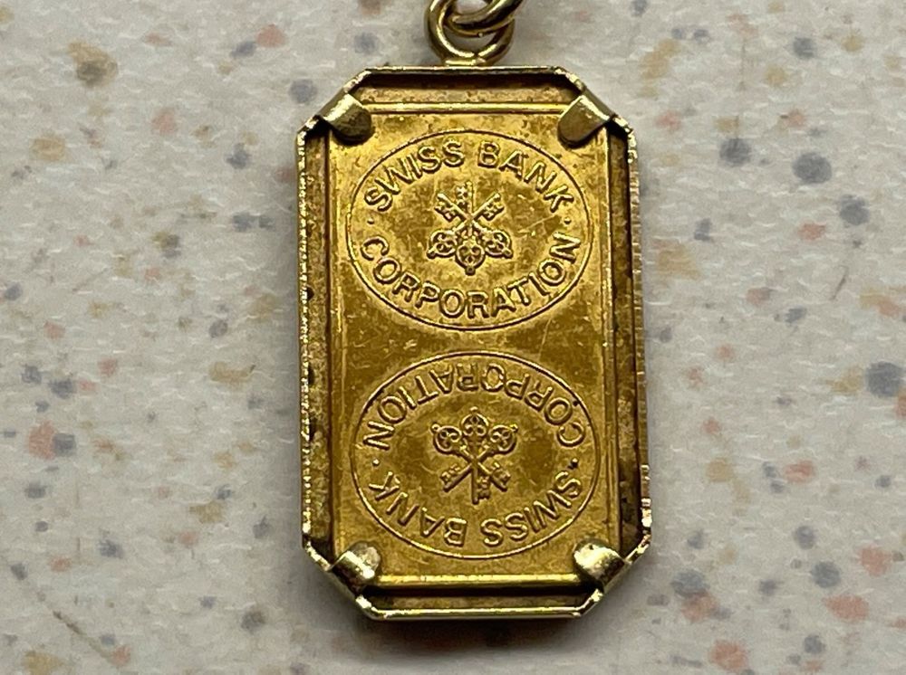 Panzerkette 18 Karat Gelbgold 1-Gramm-Goldbarren-Anhänger 2 (Gebraucht ...