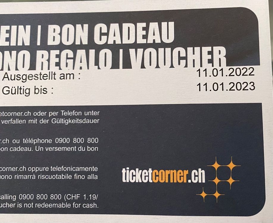 Gutschein Ticketcorner.ch | Kaufen auf Ricardo