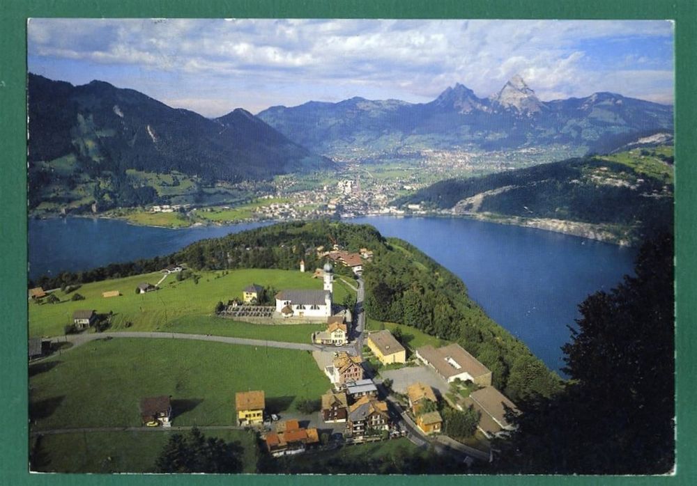 Seelisberg,Kirchendorf mit Blick auf Brunnen und Mythen,1988 (Gebraucht) in Sargans für CHF 1 ...