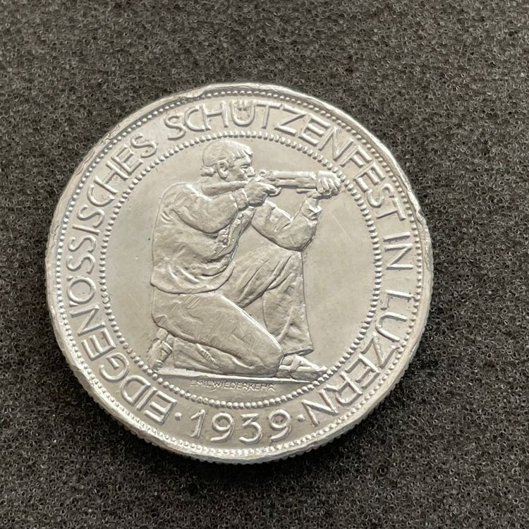 5 Franken Silber Schützentaler Luzern 1939 (Gebraucht) in Reitnau für CHF 20 – mit Lieferung auf ...