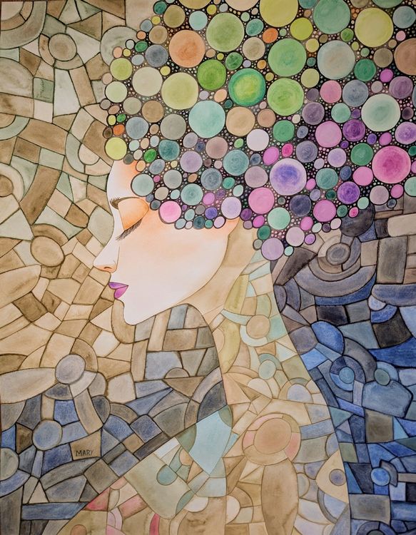 Original Aquarell die Frau Bild mit Formen und Farben (Neu und originalverpackt) in Wittenbach ...