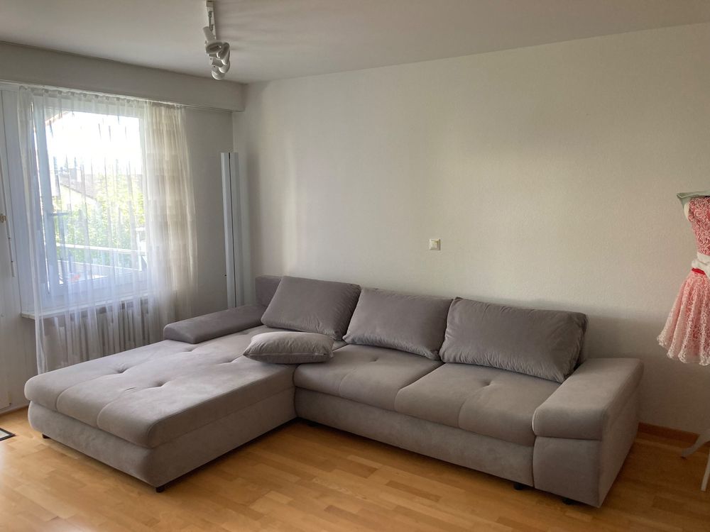 Schönes Stoff Ecksofa mit Bettsofa Funktion und Chaise Long (Gebraucht ...