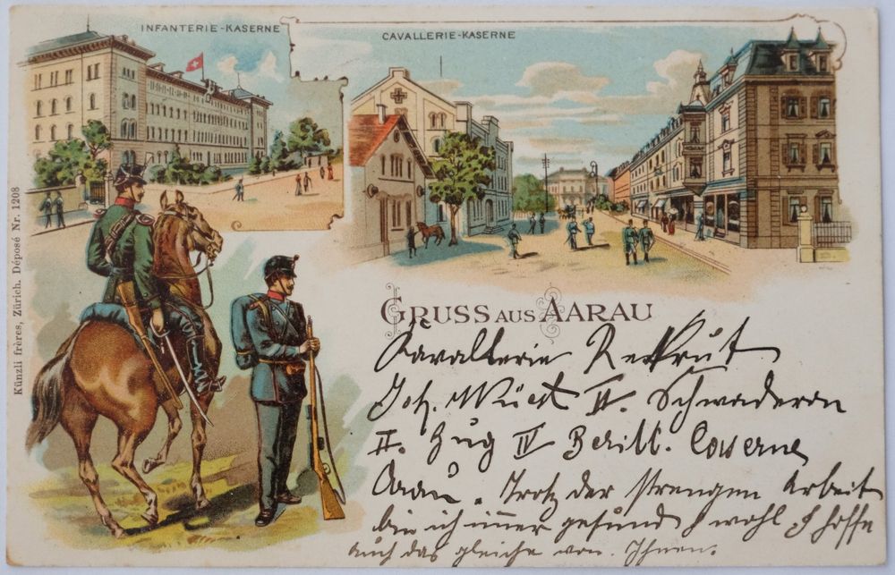 Ansichtskarte Aarau Kavalleriekaserne 1900 (Gebraucht) in Ehrendingen für CHF 8 – mit Lieferung ...