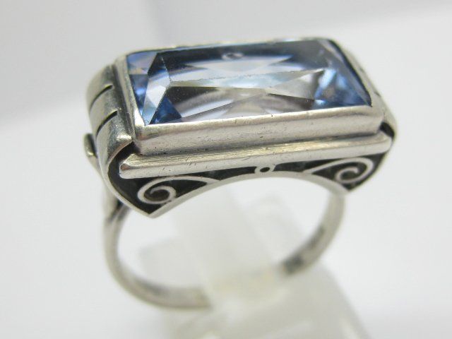 Antik Ring Silber 900 Spinell synt. (Aquamarin Farben) Gr.57 | Kaufen ...