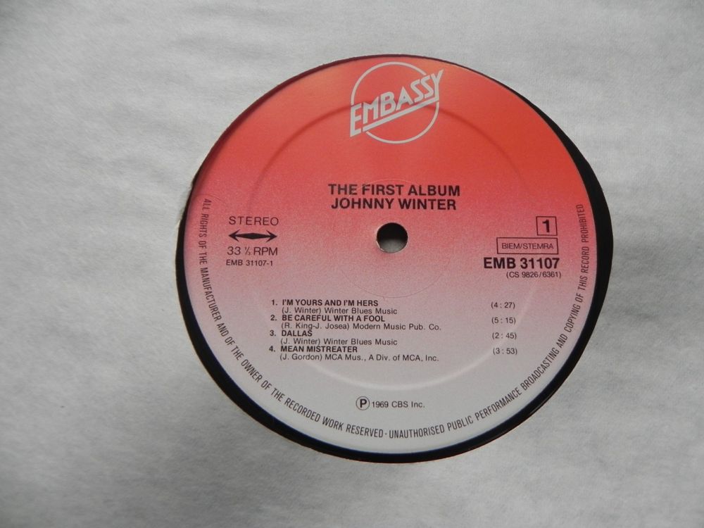LP USA Blues Rock Gitarrist Sänger Johnny Winter First Album (Gebraucht ...