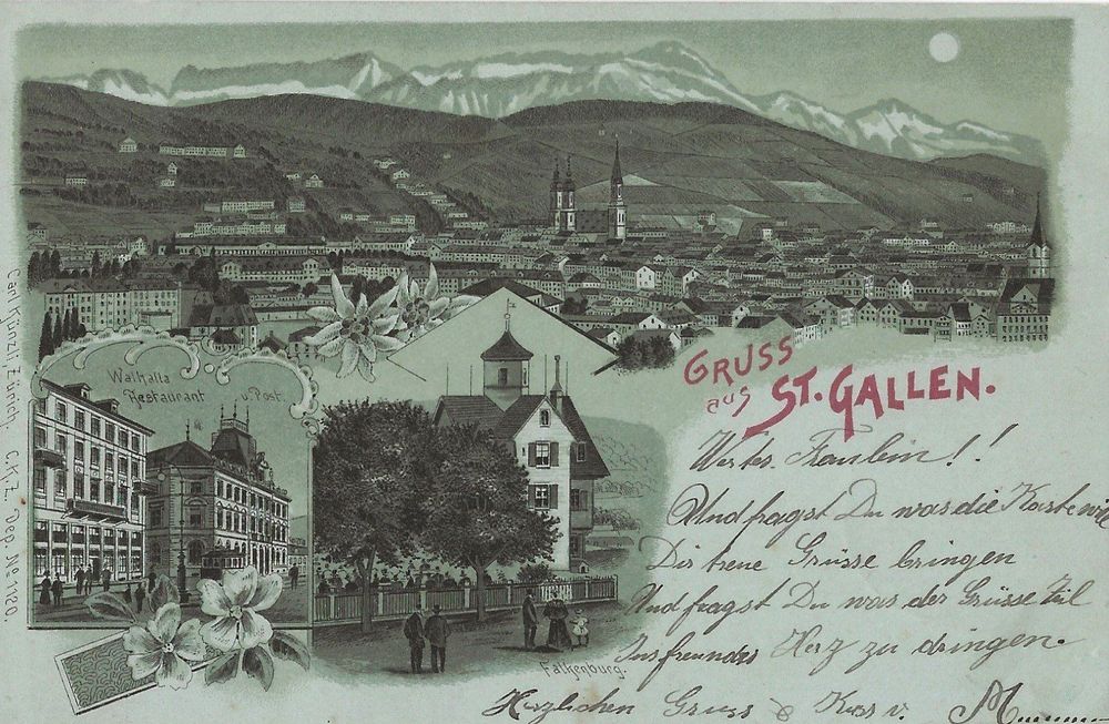 Gruss aus St. Gallen, grüne Litho, 1899 | Kaufen auf Ricardo