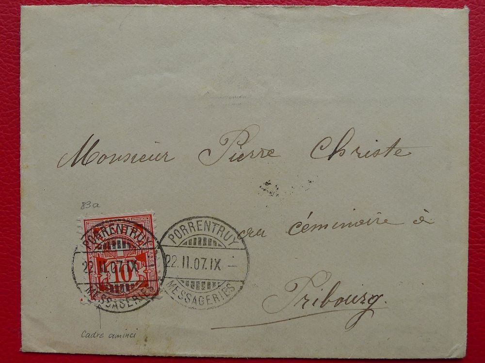 1907, Nr.83, Brief von PORRENTURY sehr sauber nach FRIBOURG (Gebraucht ...