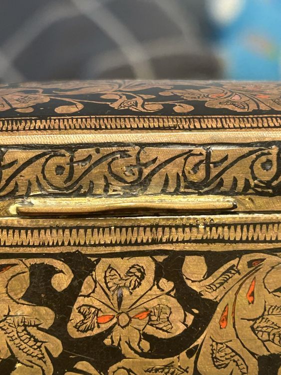 Benares Ware Messing- und Emaille-Box aus dem frühen 20. Jah (Gebraucht ...