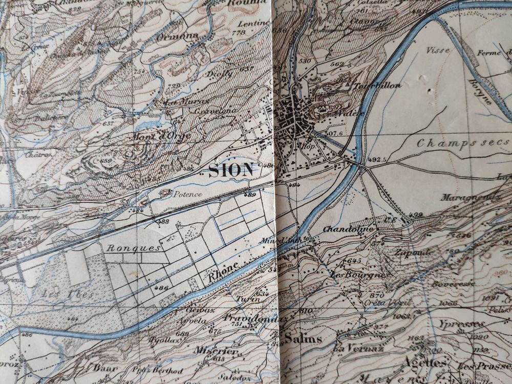 Sion carte topographique 1880, révisée 1906, 1918, 1933 (Gebraucht) in ...