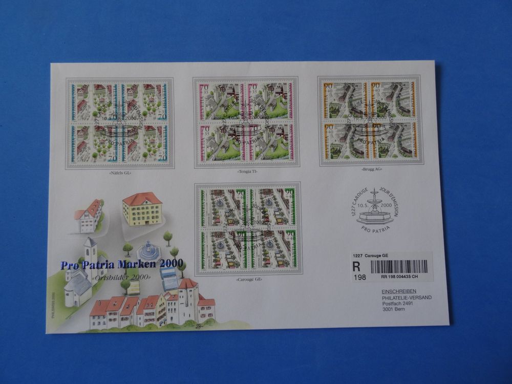 Grossbrief Viererblöcke Pro Patria 2000 Kulturgüter (Neu (gemäss Beschreibung)) in Bürchen für ...