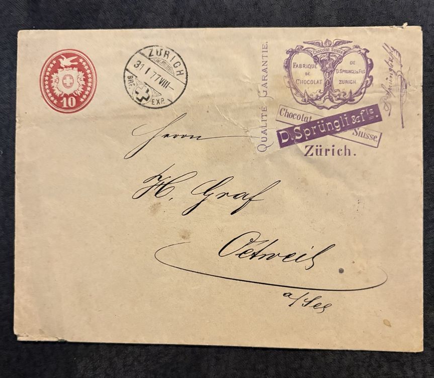 Rare! Enveloppe chocolat Sprüngli, Zurich 1888, collection (D'occasion) à Carouge GE pour CHF 17 ...