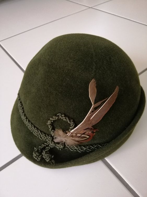 Peter Hut 70er Samt dunkelgrün | Kaufen auf Ricardo