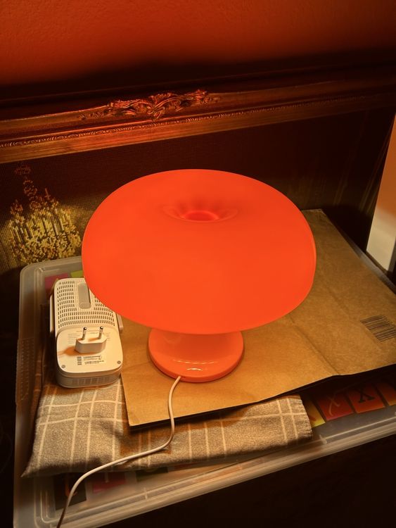 Stylish orange mushroom lamp 32cm diameter | Kaufen auf Ricardo