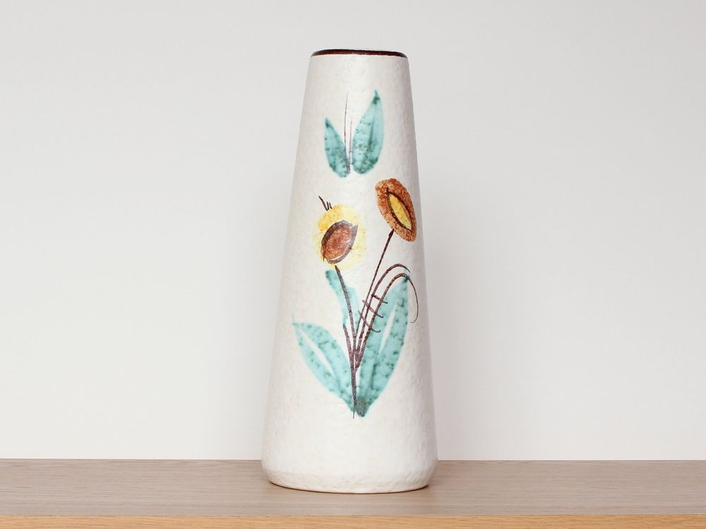 Scheurich 532 28 vintage ceramic vase with flowers, white (Gebraucht ...