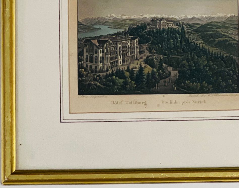 RUDOLF DIKENMANN Kolorierte Stich Hotel uetliberg Zürich (Gebraucht) in ...