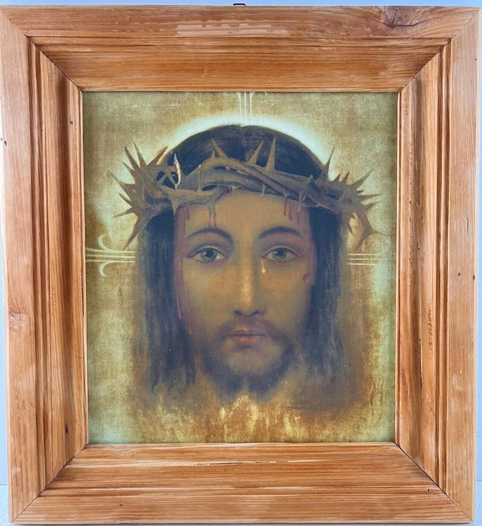 Alte Bild Jesus Christus Dornenkrone Gemälde gerahmt | Kaufen auf Ricardo