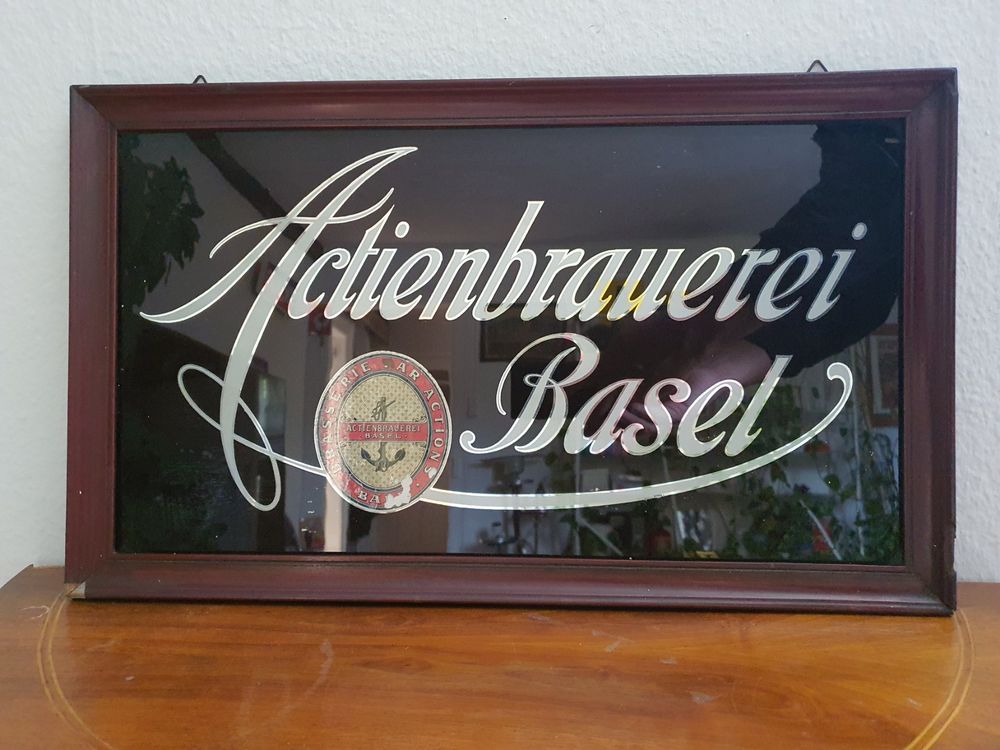 Altes Hinterglas Schild Actienbrauerei Basel Werbeschild Rar (Gebraucht ...