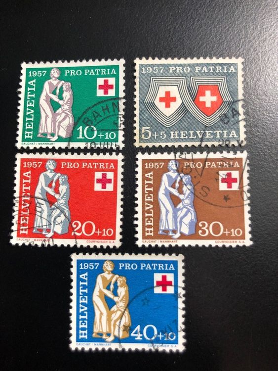 5 timbres oblitérés Pro Patria 1957 (Gebraucht) in Charmey (Gruyère) für CHF 1 – mit Lieferung ...