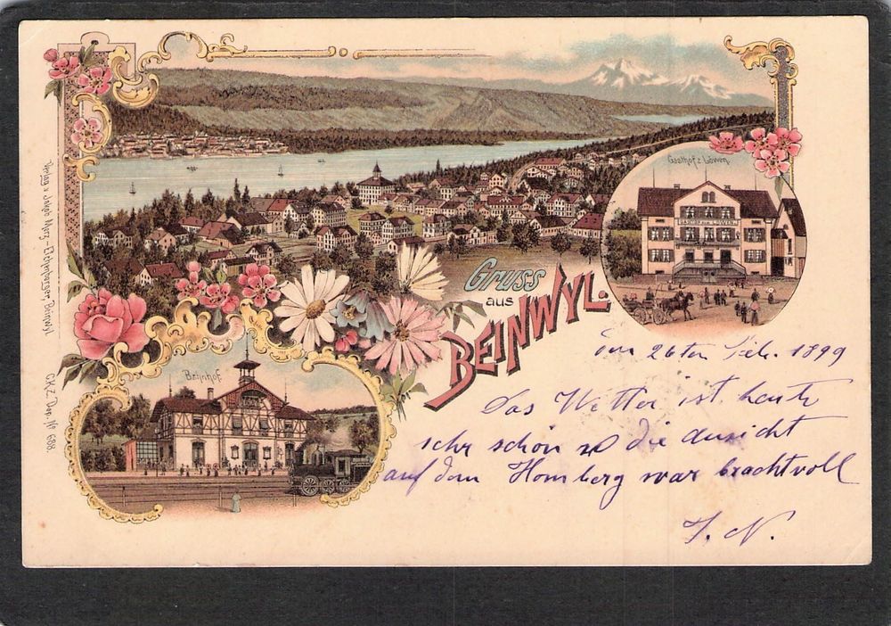 ^Lithografie Gruss aus Beinwil AG , gel. 1899 ambulant (Gebraucht) in Reichenburg für CHF 33 ...