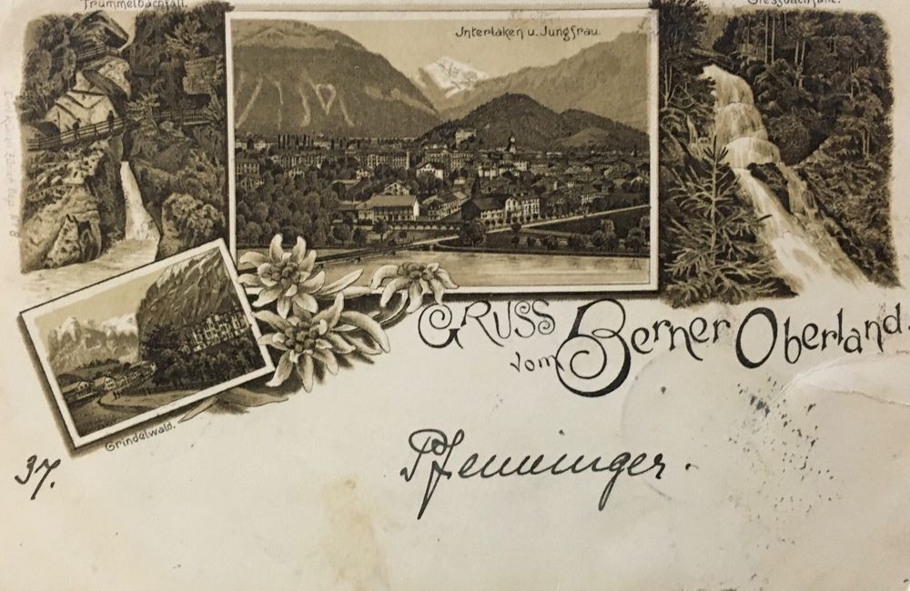 Gruss vom Berner Oberland, Interlaken, Litho, 1900 (Gebraucht) in Frauenfeld für CHF 7.8 – mit ...