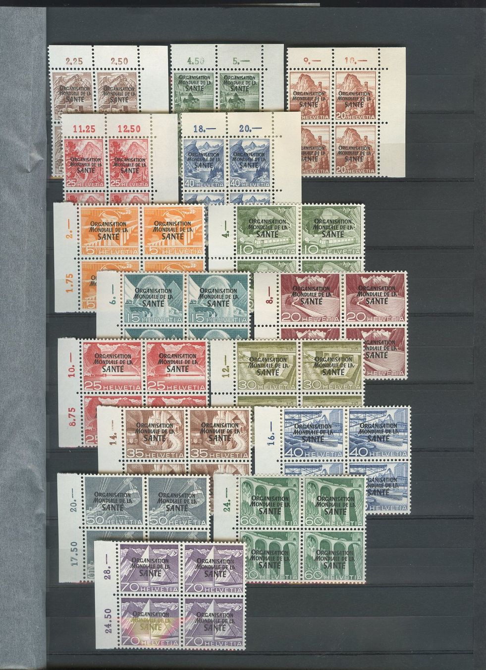 ÄMTER: OMS SANTÉ 1-25 POSTFRISCHE VIERERBLÖCKE (Neu (gemäss ...