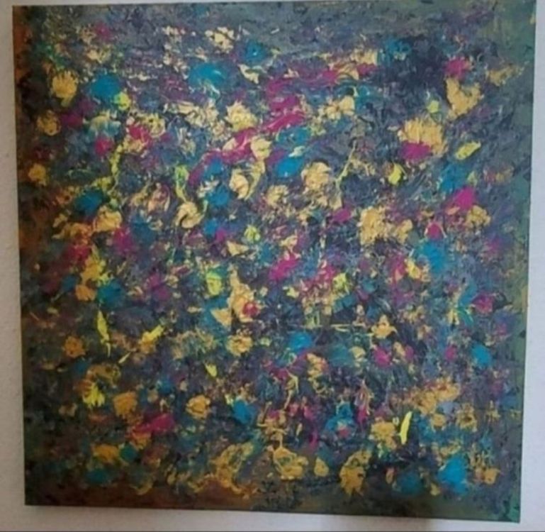 Bild Abstrakte Blumen von mir selbstgemalt 50×50 | Kaufen auf Ricardo