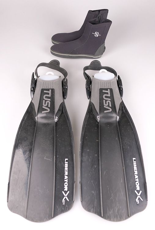 Tusa Liberator X-Ten Tauchflossen & Scubapro Deck Sole Boots (Gebraucht ...