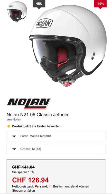 Nolan Jet Helm Vespa Gr. M weiss neuwertig * | Kaufen auf Ricardo