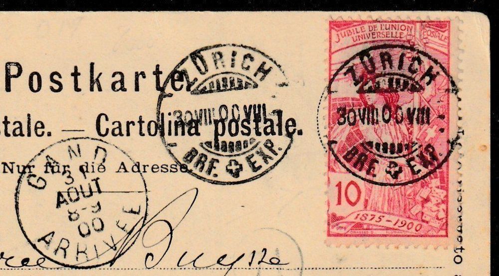73)Zürich Bahnhofplatz 1900--UPU 10 Rp. (Gebraucht) in Höri für CHF 35 – mit Lieferung auf ...
