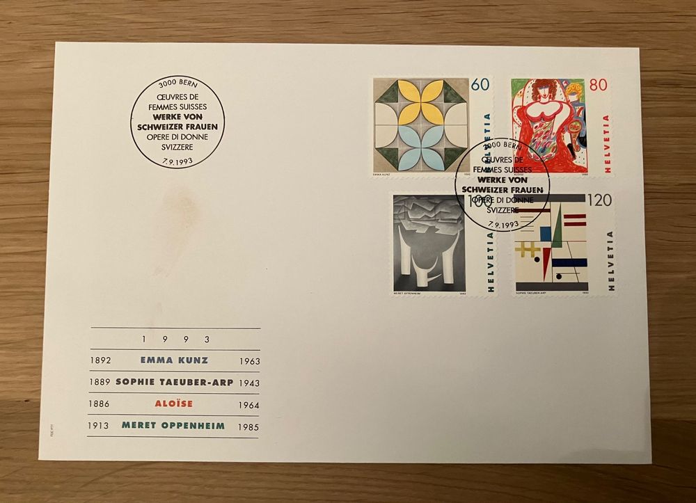 Schweizer Briefmarken Kunst 1993 (Gebraucht) in Zürich für CHF 1 – mit ...