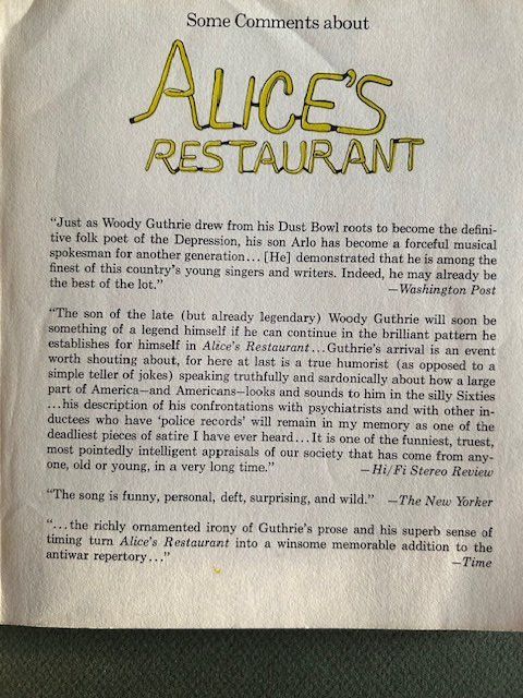 Alice's Restaurant, Arlo Guthrie, ill. Marvin Glass, r a r (Gebraucht ...