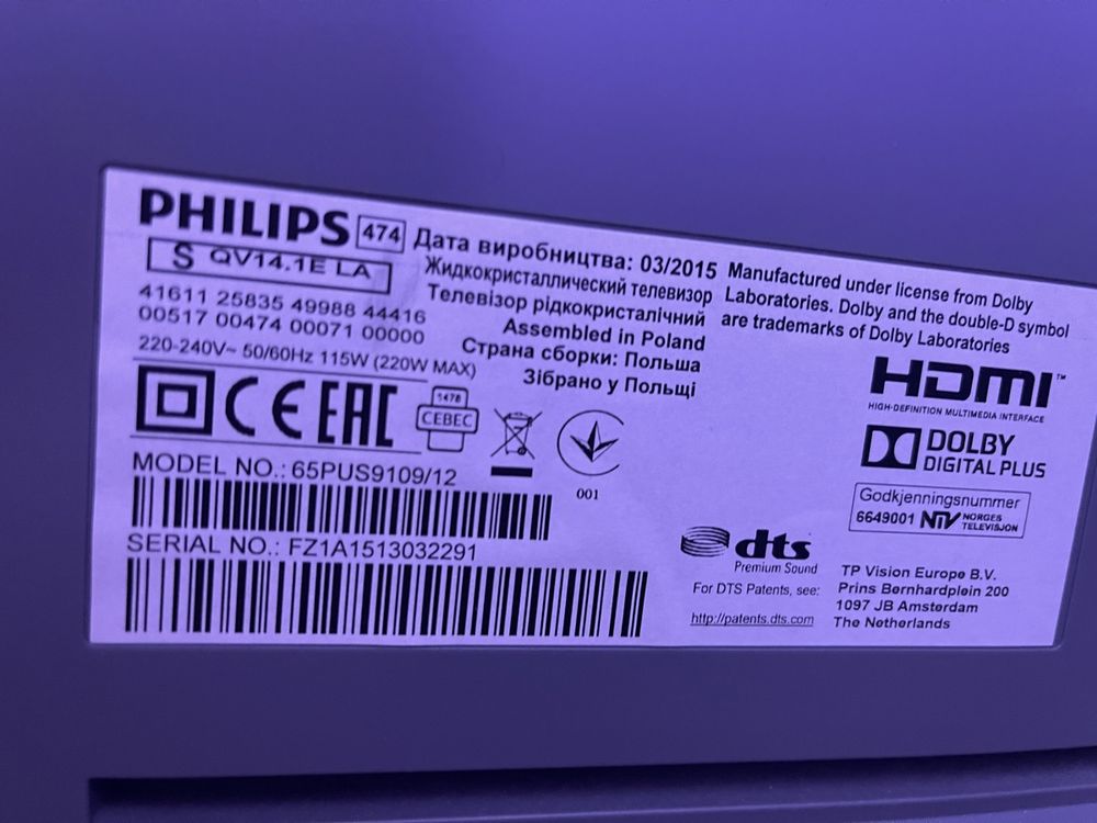 Philips 65PUS9109 ambilight 65 Zoll | Acheter sur Ricardo