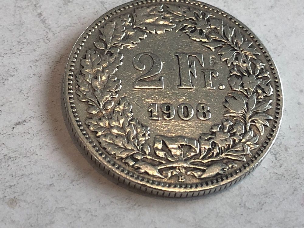 Schweiz 2 Franken 1908 Silber Rar (Gebraucht) in Flumenthal für CHF 12 – mit Lieferung auf ...