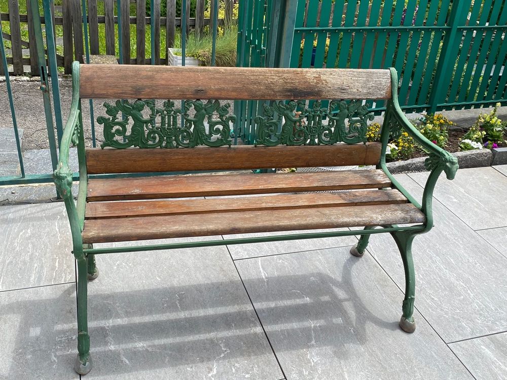 Banc de jardin vintage en fonte et bois plus de 50 ans | Kaufen auf Ricardo