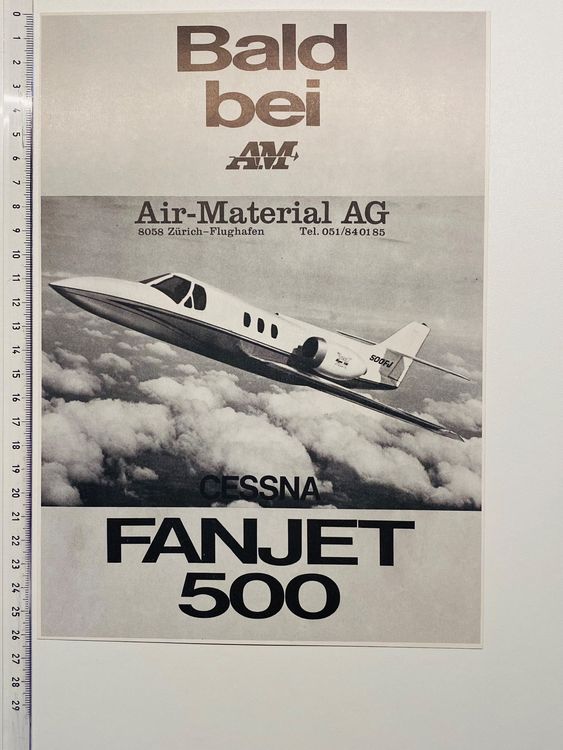 CESSNA FANJET 500 alte Werbung Reklame Karton 26,2 x 18,8 cm (Gebraucht) in Müswangen für CHF 20 ...
