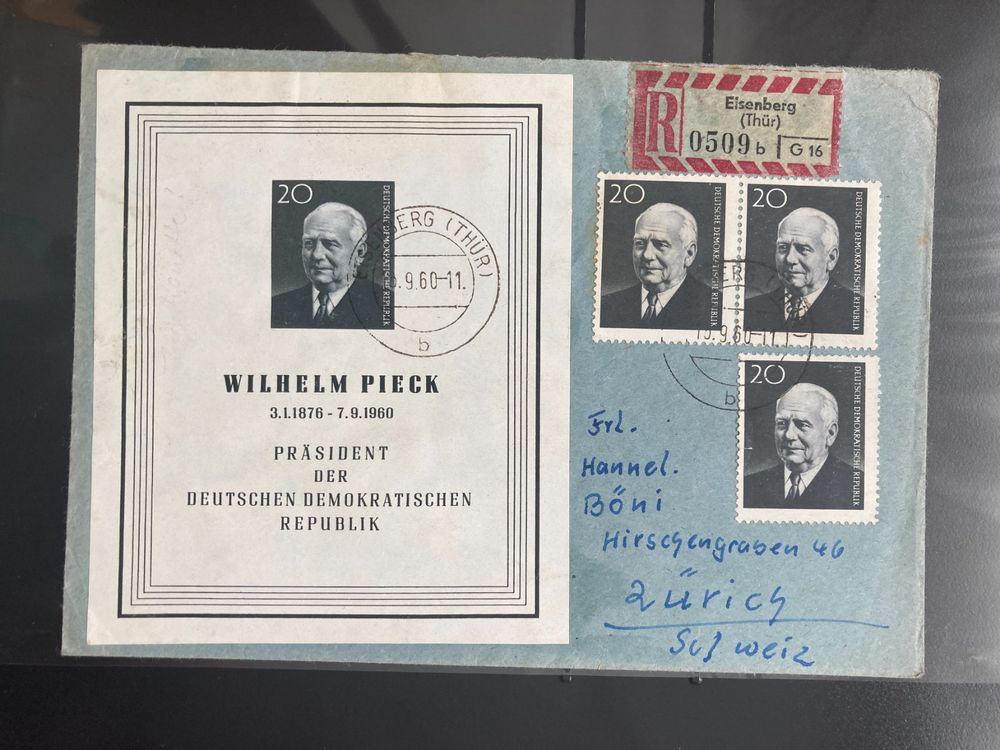DDR 1960 R-Brief Tod Wilhelm Pieck Block + Marke gelaufen | Kaufen auf Ricardo