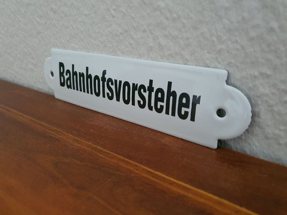 Emailschild Bahnhofsvorsteher Zug Bahn Tram Emaille Schild (Neu (gemäss Beschreibung)) in ...