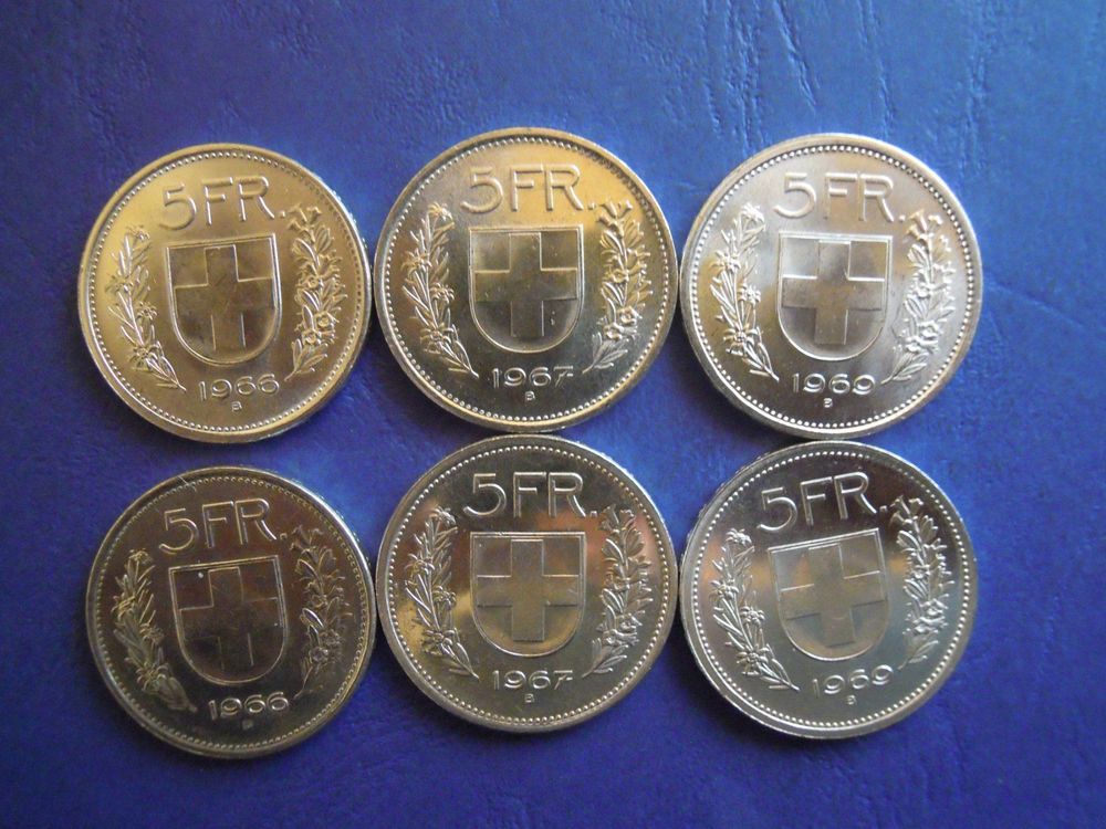 6 x 5 Fr. silber unz/stgl (Neu (gemäss Beschreibung)) in Kriegstetten für CHF 55.5 – mit ...