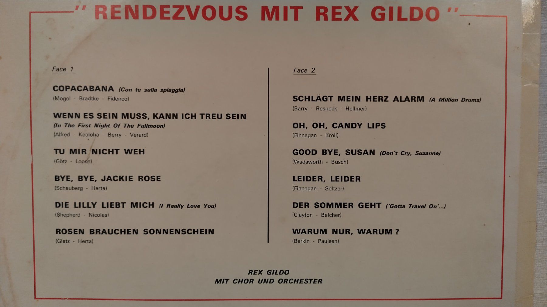 Rendezvous mit Rex Gildo / LP 1969 ab Fr. 4.- (Gebraucht) in Bellach ...