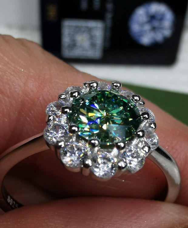 Bague argent avec diamant de moissanite de 1 ct certifié GRA (Neuf avec ...