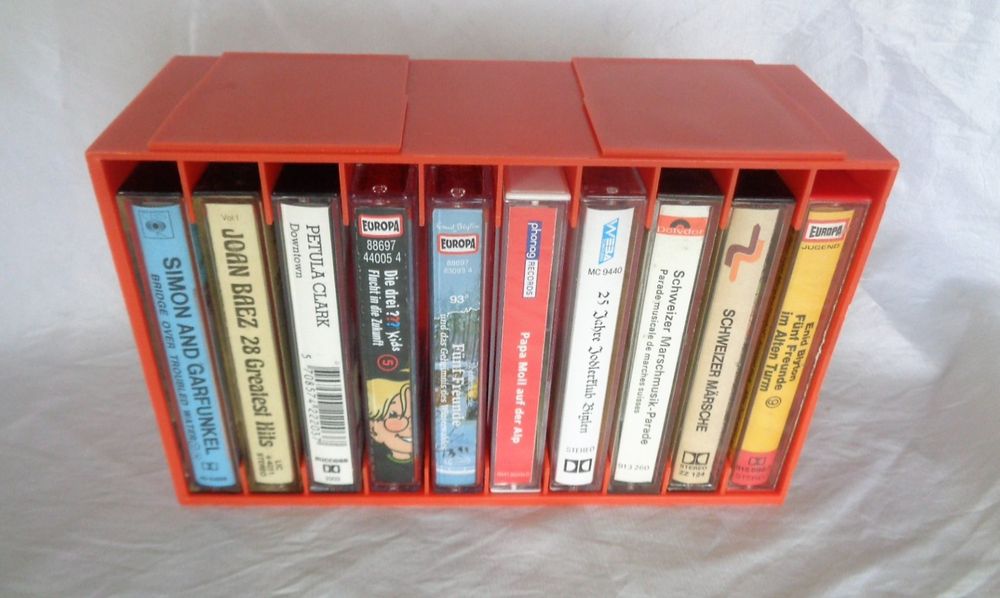 Plaston Kassettenhalter 70er Jahre orange / für 10 Kassetten | Kaufen ...