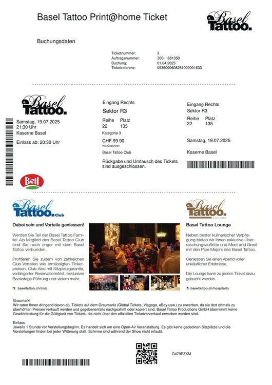 1 Ticket für Basel Tattoo 2025 (Neu (gemäss Beschreibung)) in ...