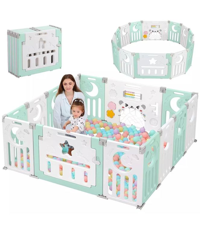 + 14 Paneele Laufgitter Baby Faltbar Absperrgitter (Neu und ...
