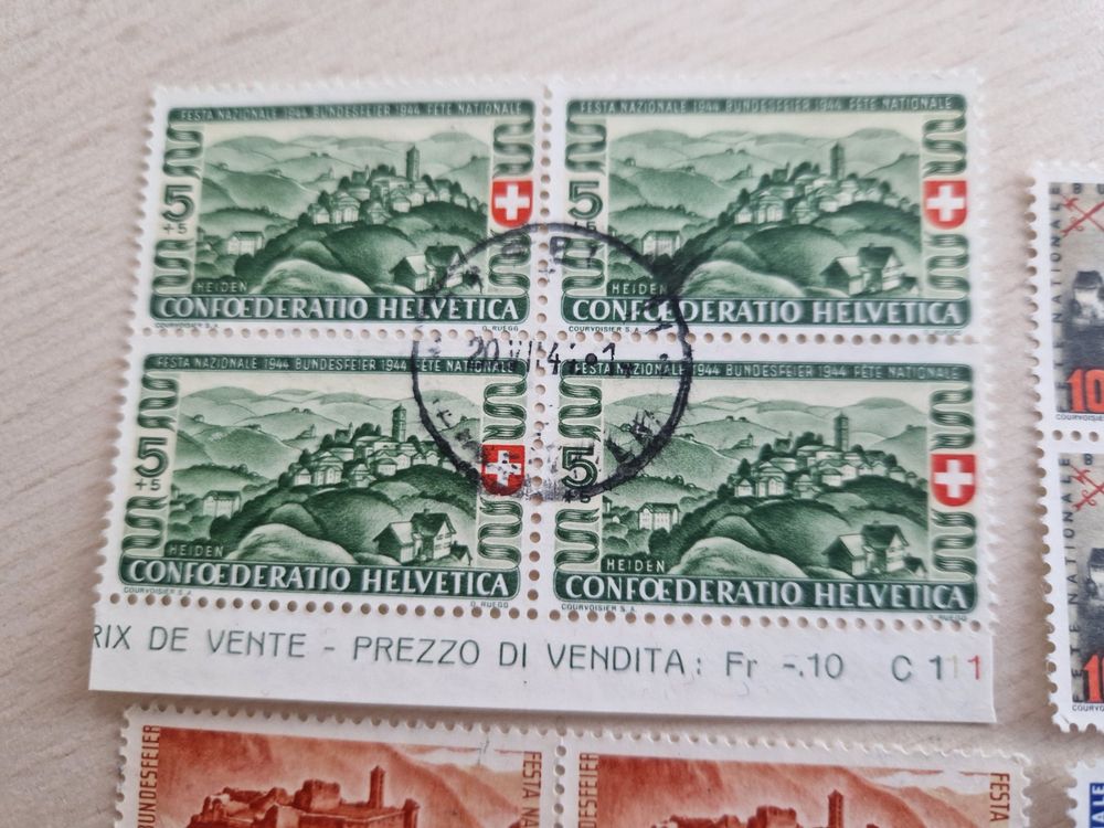 PP Serie 1944 im 4er Block Zentrumsstempel ab 1.- (Gebraucht) in Burgdorf für CHF 2.1 – mit ...