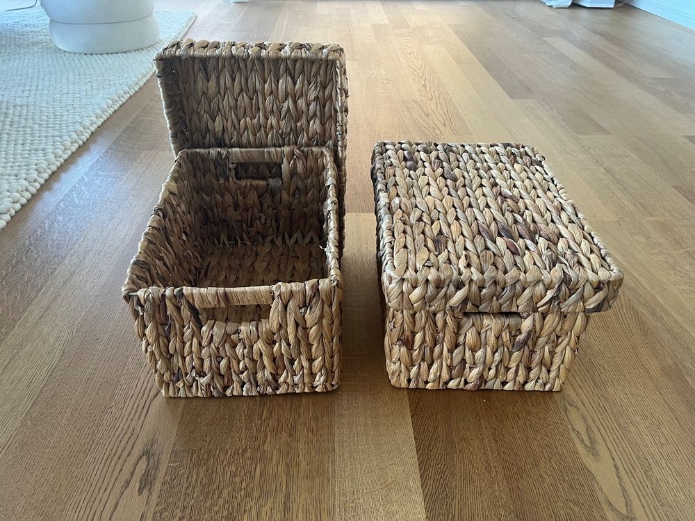 6 Rattan Körbe mit Deckel (Neu (gemäss Beschreibung)) in ...