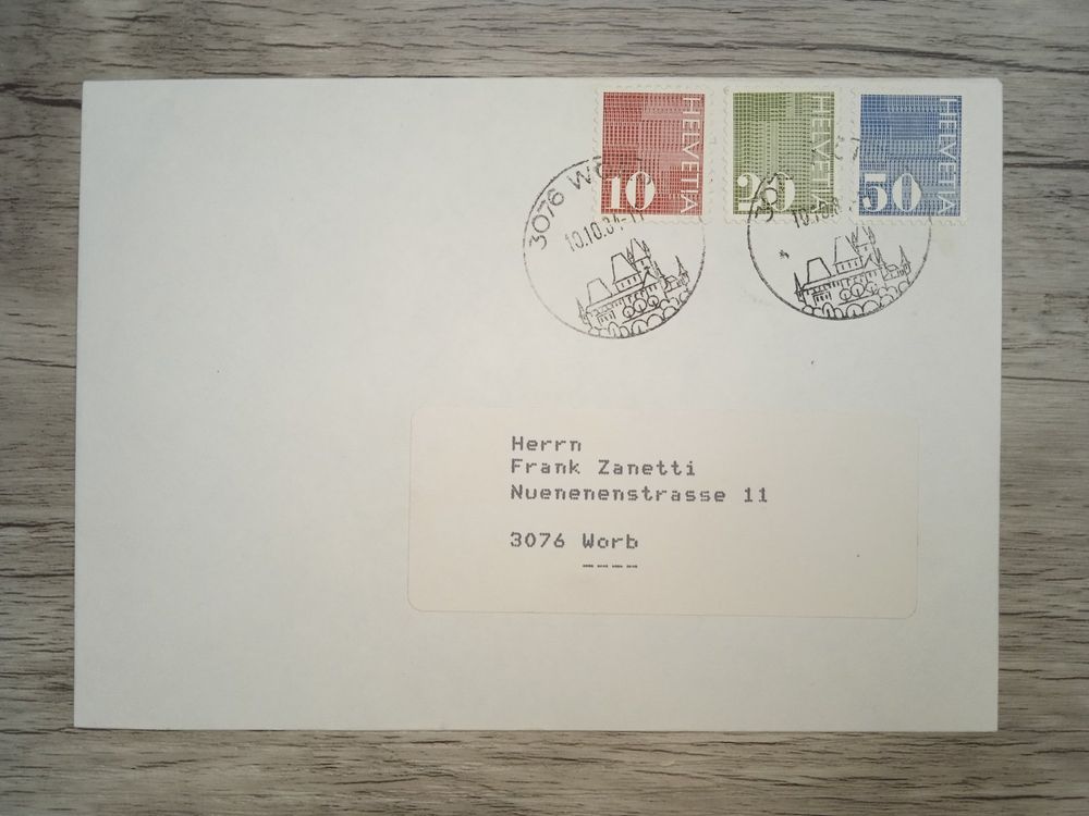 TR37 Enveloppe + Timbre Suisse 1984 (Gebraucht) in Cousset für CHF 0.5 – mit Lieferung auf ...